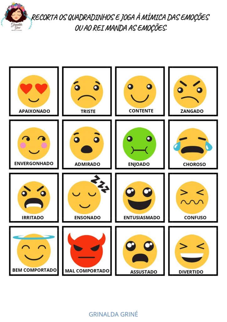 11 Atividades para a identificação de emoções PDF - Grinalda Grine